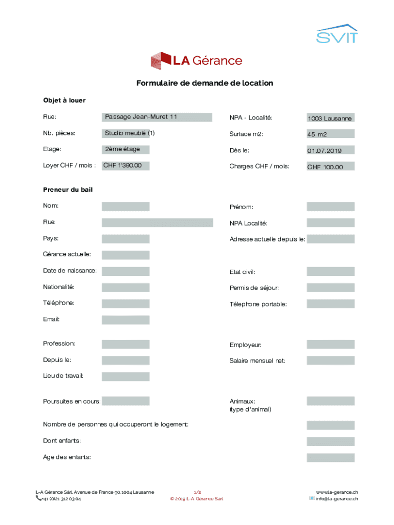 Fillable Online Formulaire de demande de location - media.homegate.ch ...
