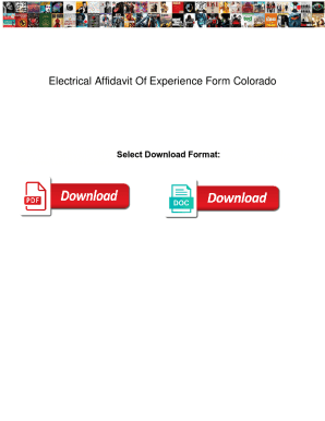 Fillable Online Electrical Affidavit Of Experience Form Colorado ...
