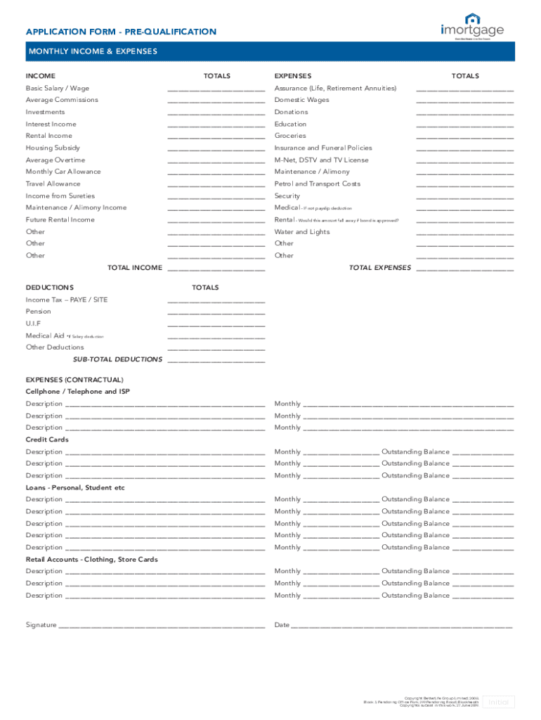 Fillable Online APPLICATION FORM - PRE-QUALIFICATION Fax Email Print - pdfFiller
