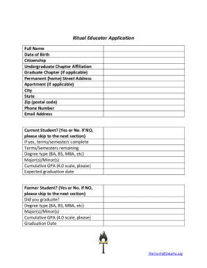 Fillable Online Ritual Educator Application (Level 3) - Zeta Psi ...