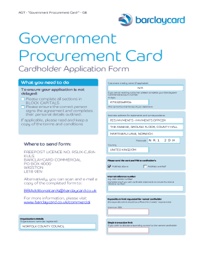 Fillable Online Government Procurement Card Product Application form ...