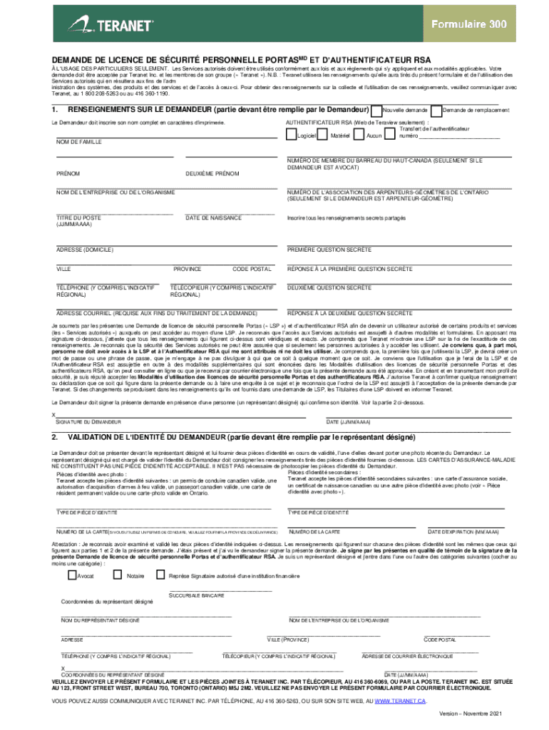 Fillable Online PORTAS PERSONAL SECURITY LICENCE AND RSA ... - teraview ...