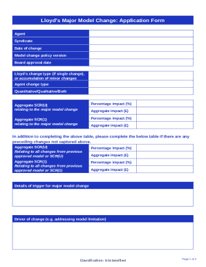Major Model Change - Application . Global Corporation Template Doc ...
