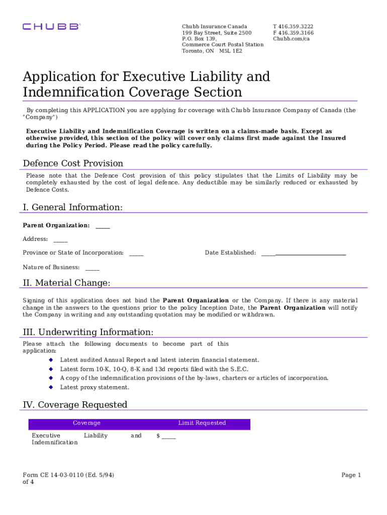 NOTICE ALL LIABILITY COVERAGE PARTS FOR WHICH APPLICATION ... Doc ...