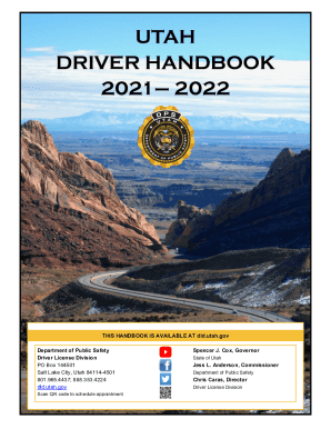 Fillable Online Utah Driver Handbook; Official DLD Manual by DEPARTMENT ...