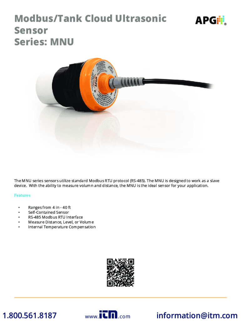 Fillable Online Modbus/Tank Cloud Ultrasonic APG Sensor Series: MNU Fax ...