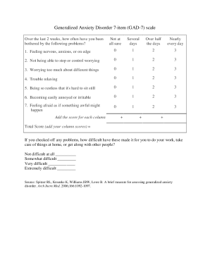 Fillable Online Generalized Anxiety Disorder 7-item (GAD-7) scale Fax ...