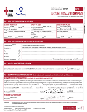 Fillable Online ELECTRICAL INSTALLATION CERTIFICATE Certificate ...