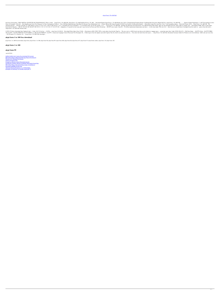 Fillable Online ALCPT FORM 1 to 100 American language course placement ...