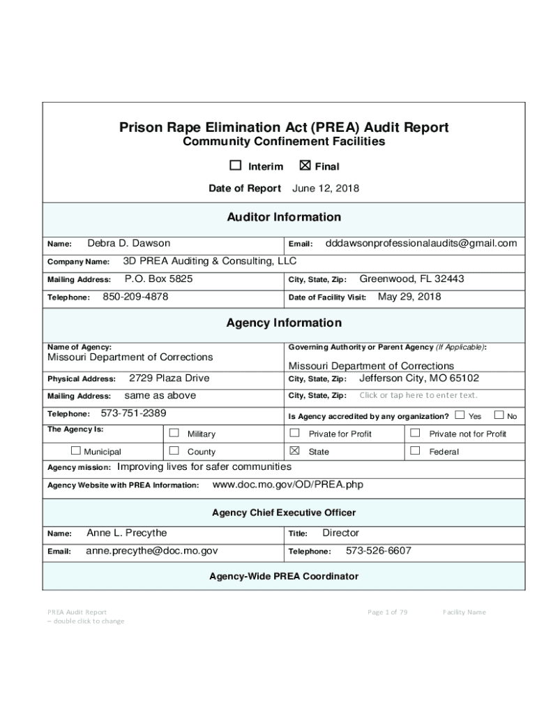 Fillable Online doc mo St Joseph PREA Final Report Fax Email Print ...