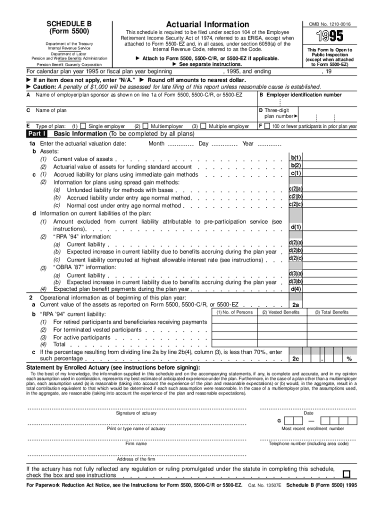 Fillable Online 1998 Form 5500 (Schedule B) - HomeU.S. Department of ...