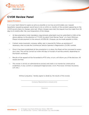 Fillable Online Fillable Online IHSA - CVOR Review - Appeal ...