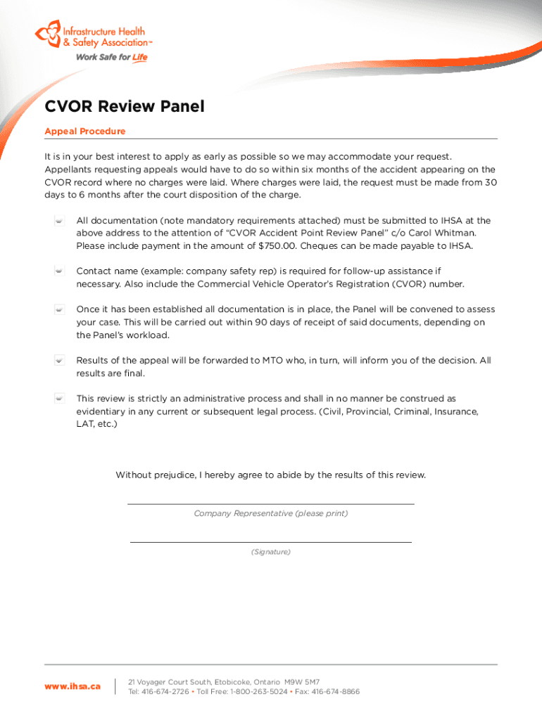 Fillable Online Fillable Online IHSA - CVOR Review - Appeal Procedureindd ... Fax Email Print ...