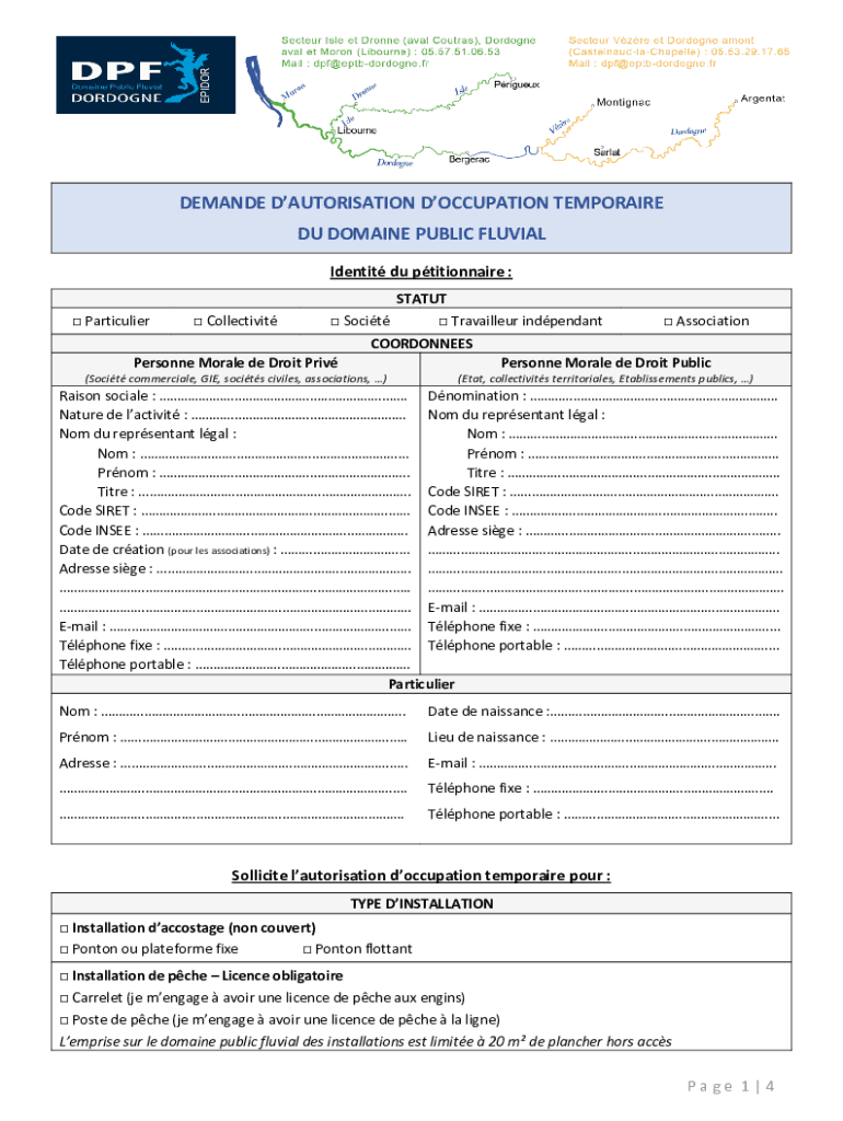 Fillable Online Fillable Online Demande d'autorisation d'occupation ... Fax Email Print - pdfFiller