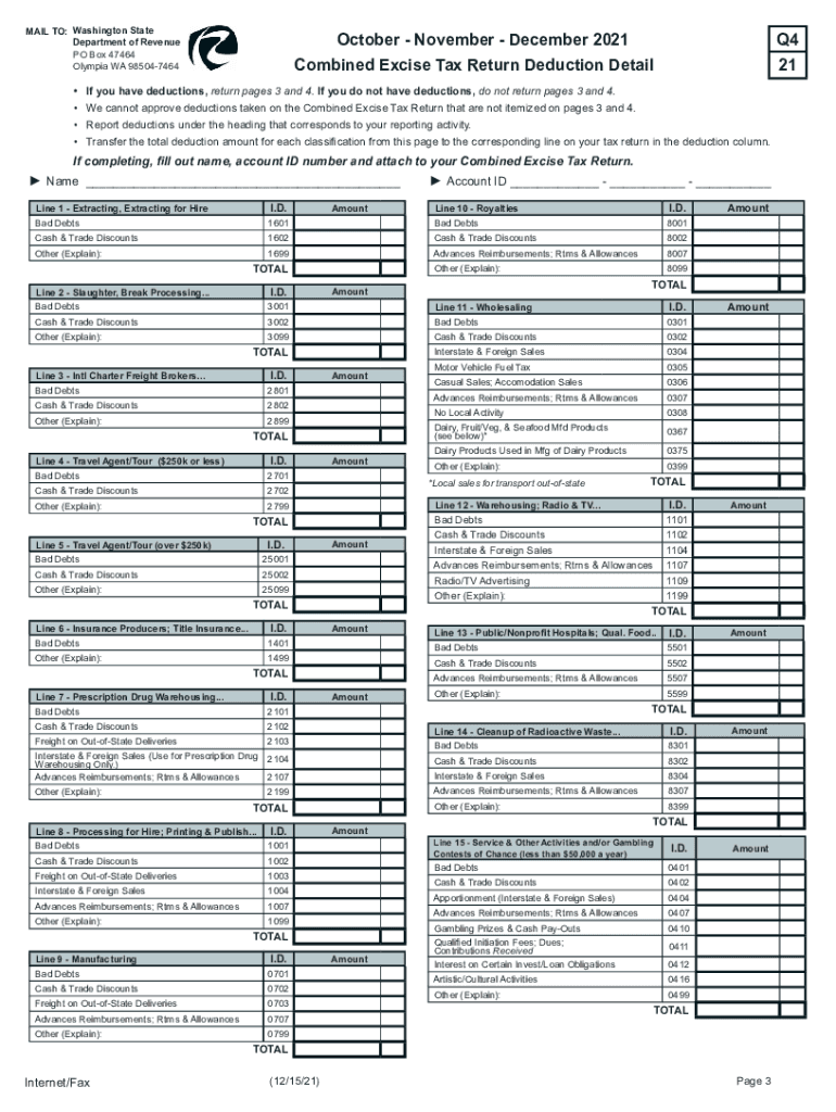 Fillable Online dor wa Washington State Department of Revenue Mail ...