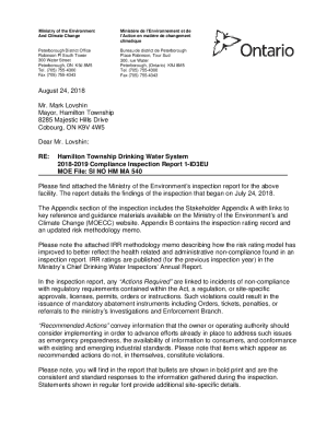 Fillable Online Fillable Online Drinking Water Inspection Report 1 ...