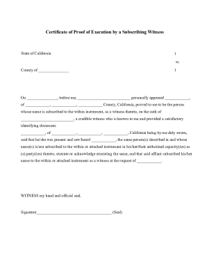 Fillable Online LegalContracts' Certificate of Proof of Execution by a ...