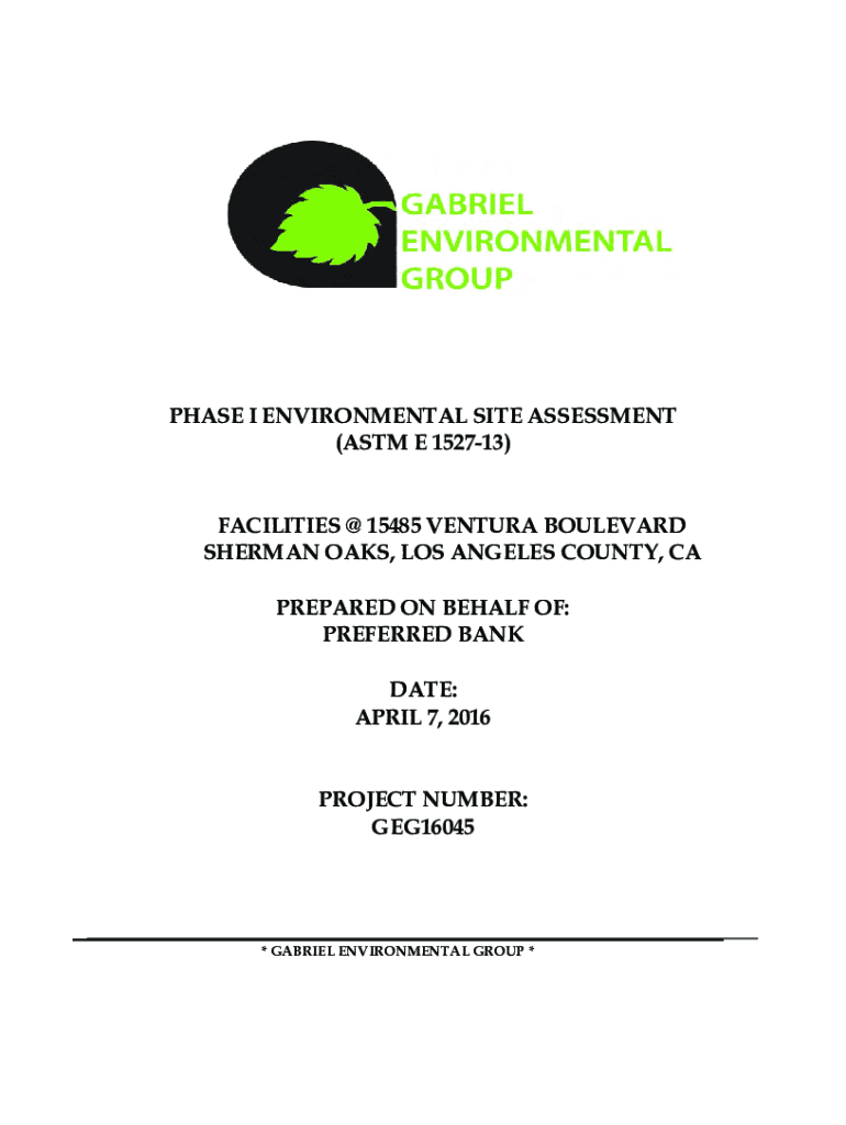 Fillable Online PHASE I ENVIRONMENTAL SITE ASSESSMENT (ASTM E 1527-13 ... Fax Email Print ...