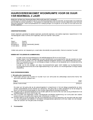 Fillable Online HUUROVEREENKOMST WOONRUIMTE VOOR DE DUUR ... Fax Email ...