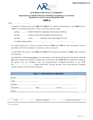 Fillable Online MRA/CUS/GEN/Form 23 - Mauritius Revenue Authority Fax ...