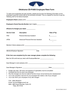 Fillable Online Oklahoma CD-PASS Employee Rate Form Fax Email Print ...