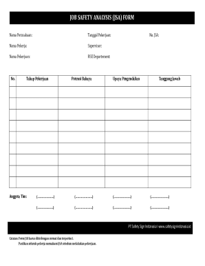 Fillable Online JOB SAFETY ANALYSIS (JSA) FORM Fax Email Print - pdfFiller