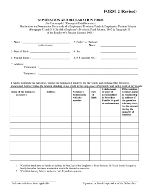 Fillable Online (FORM 2 REVISED) NOMINATION AND DECLARATION FORM FOR ...