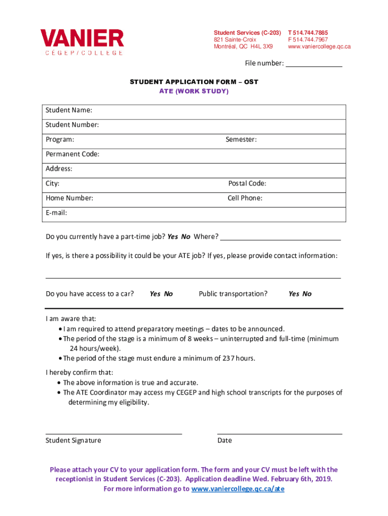 Fillable Online Fillable Online STUDENT APPLICATION FORM BSET ATE (WORK ... Fax Email Print ...