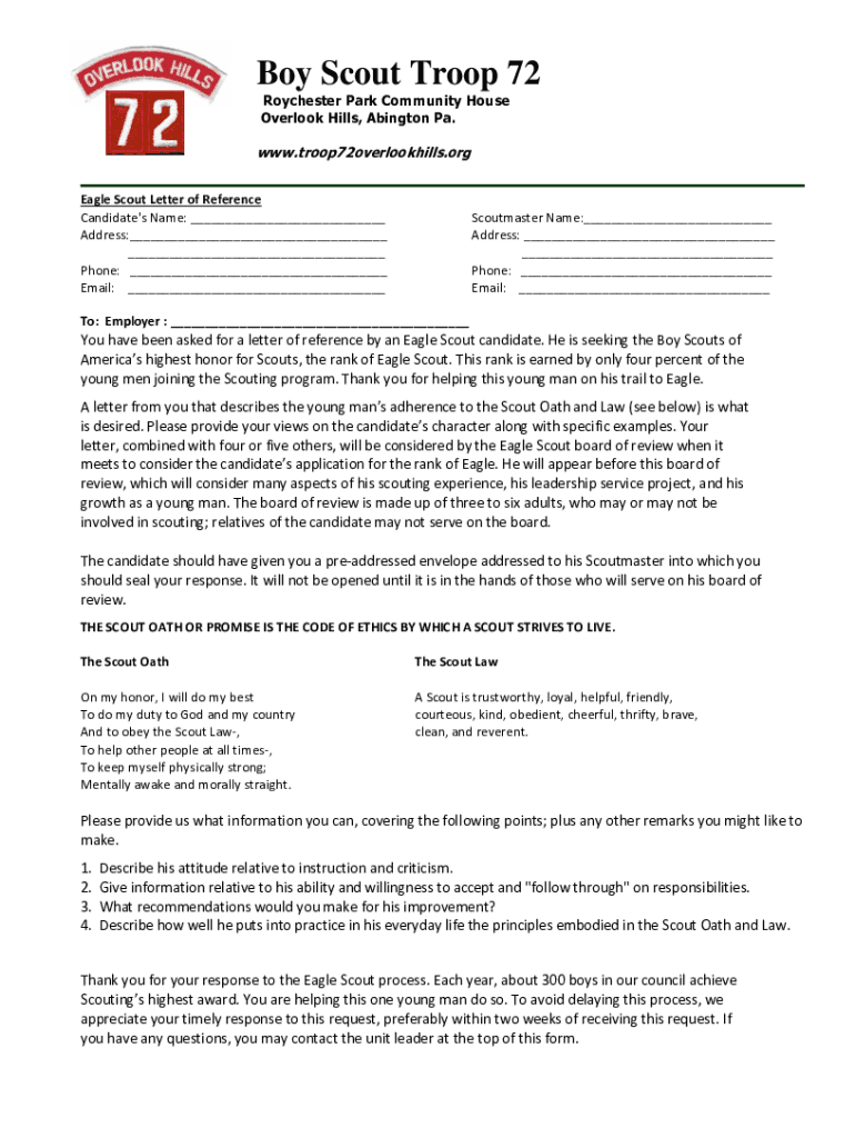 Fillable Online Troop 72 Overlook Hills - Fill Online, Printable, Fillable ... Fax Email Print ...