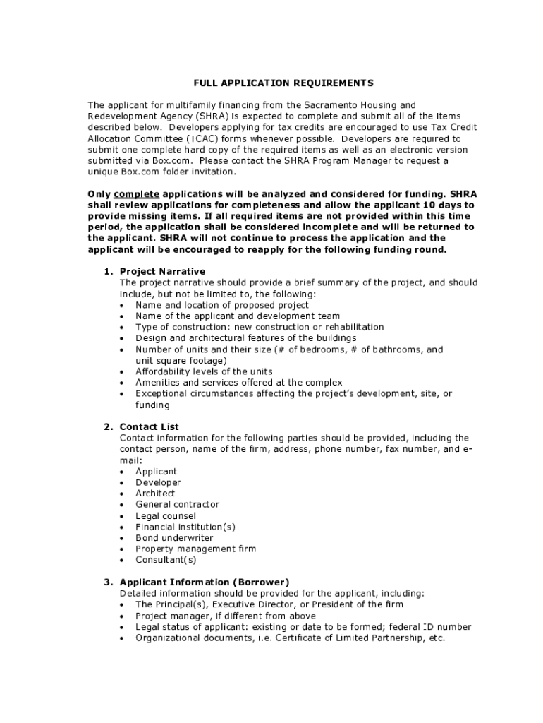 Fillable Online full application requirements - SHRA Fax Email Print ...
