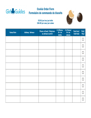 Fillable Online Cookie Order Form Formulaire de commande de biscuits ...