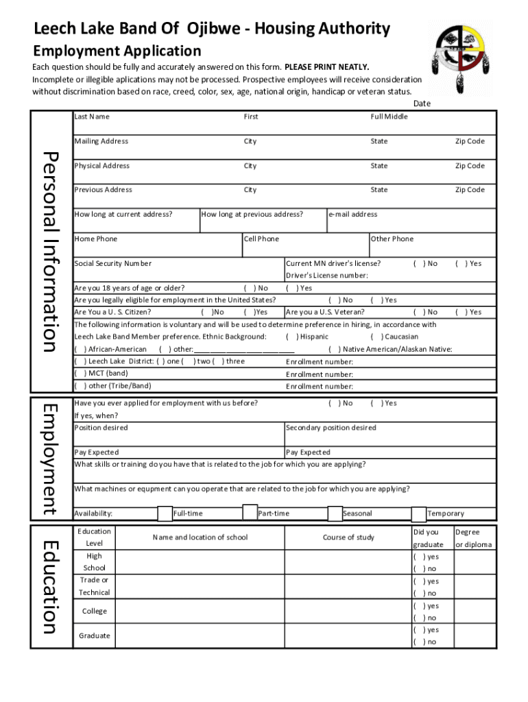 Fillable Online Emergency Rental Assistance Application - Leech Lake ...