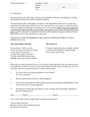 Fillable Online Eagle Scout Reference Form Fax Email Print - pdfFiller