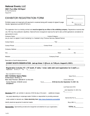 Fillable Online EXHIBITOR REGISTRATION FORM - National Eventz Fax Email ...