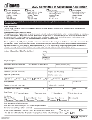 Fillable Online Committee of Adjustment Application - toronto.ca Fax Email Print - pdfFiller