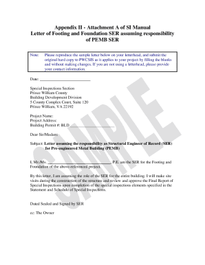 Fillable Online Appendix II - Attachment A of SI Manual Letter of Footing ... Fax Email Print ...