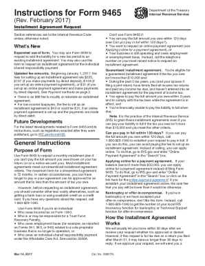 Fillable Online Form 9465 Installment Agreement Request - IRS tax forms ...