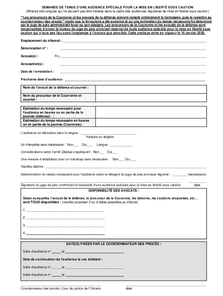 Fillable Online Get the free Demande de tenue d une audience sp ciale pour ... Fax Email Print ...