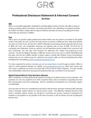 Fillable Online Professional Disclosure Statement & Informed Consent ...
