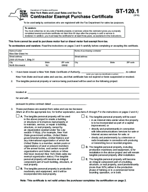 Fillable Online Form ST-120.1 "Contractor Exempt Purchase Certificate ...