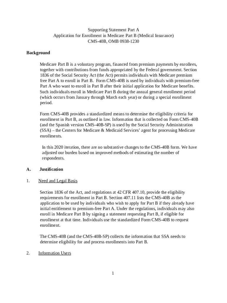 Fillable Online CMS 40B Supporting Statement A Fax Email Print - pdfFiller