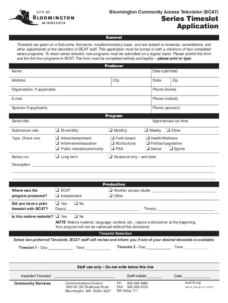 Fillable Online As the available time slots will be scheduled on a ...