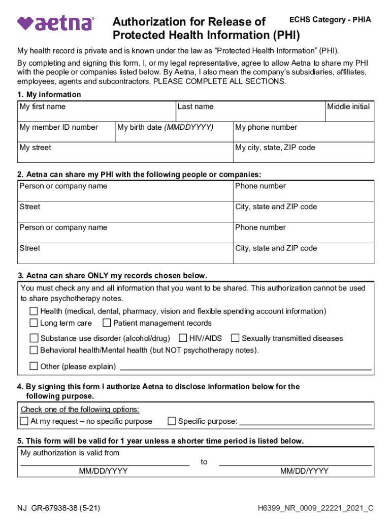 Aetna Phi Form - Fill Online, Printable, Fillable, Blank | pdfFiller