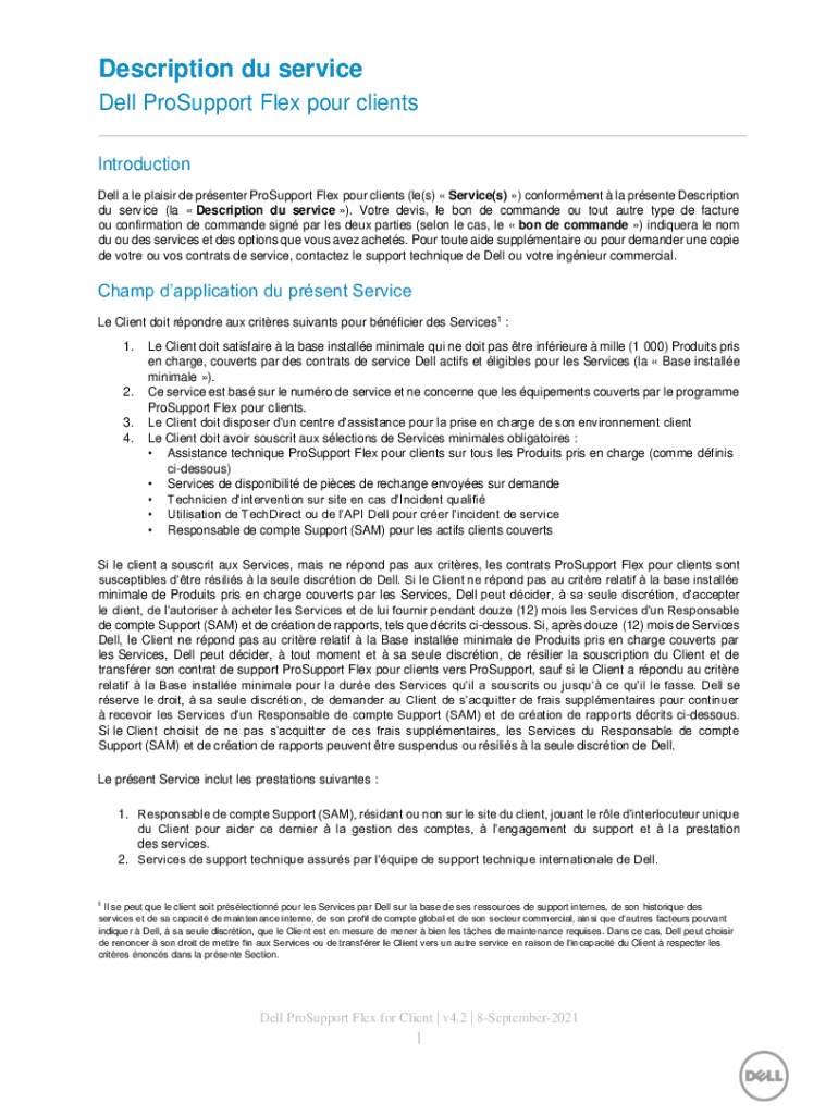 Fillable Online Description du service - Dell ProSupport Flex pour ...