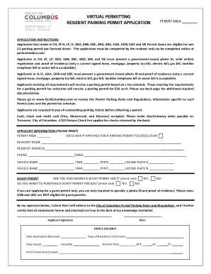 Fillable Online VIRTUAL PERMITTING RESIDENT PARKING PERMIT APPLICATION ...
