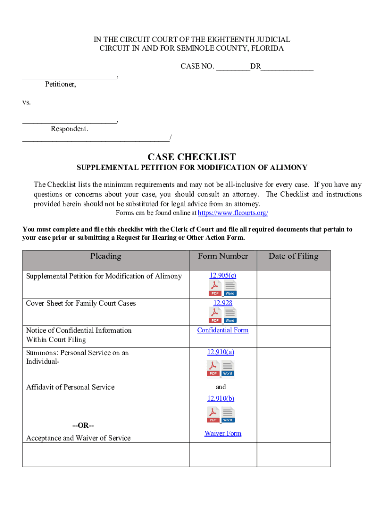 Fillable Online SUPPLEMENTAL PETITION FOR MODIFICATION OF ALIMONY ...