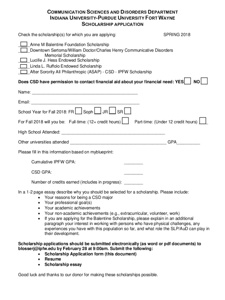 Fillable Online Speech Language Pathology Scholarships: A Complete ...