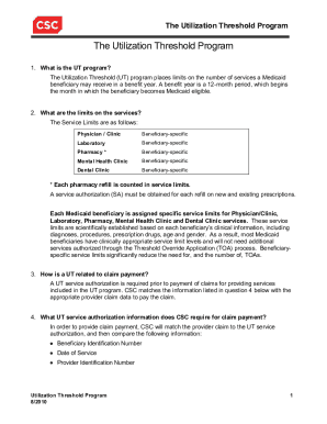 Fillable Online pdfFiller - Utilization Threshold Program Form Fax ...