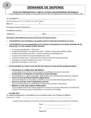 Fillable Online DEMANDE DE DISPENSE STAGE DE PREPARATION A L ...