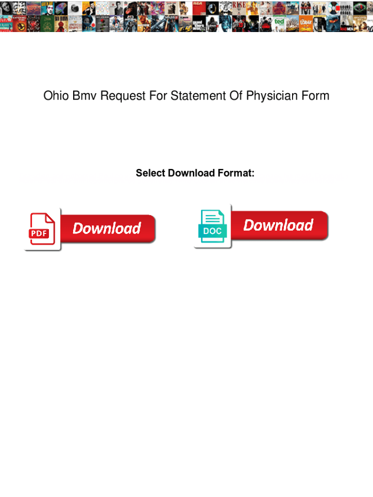 Fillable Online Ohio Bmv Request For Statement Of Physician Form. Ohio ...